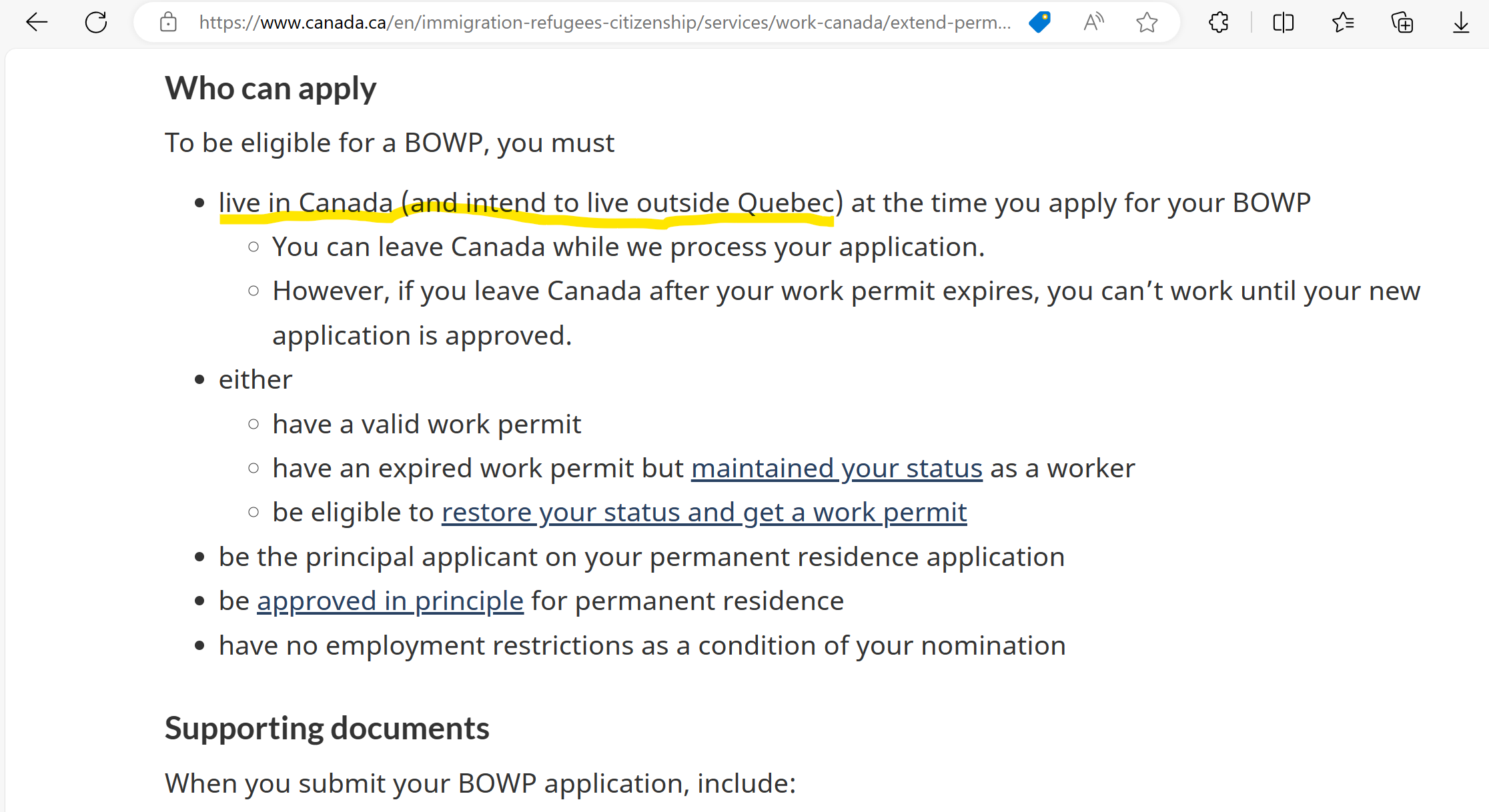 What is a BOWP? I have applied for my PR application. Can I apply for a ...