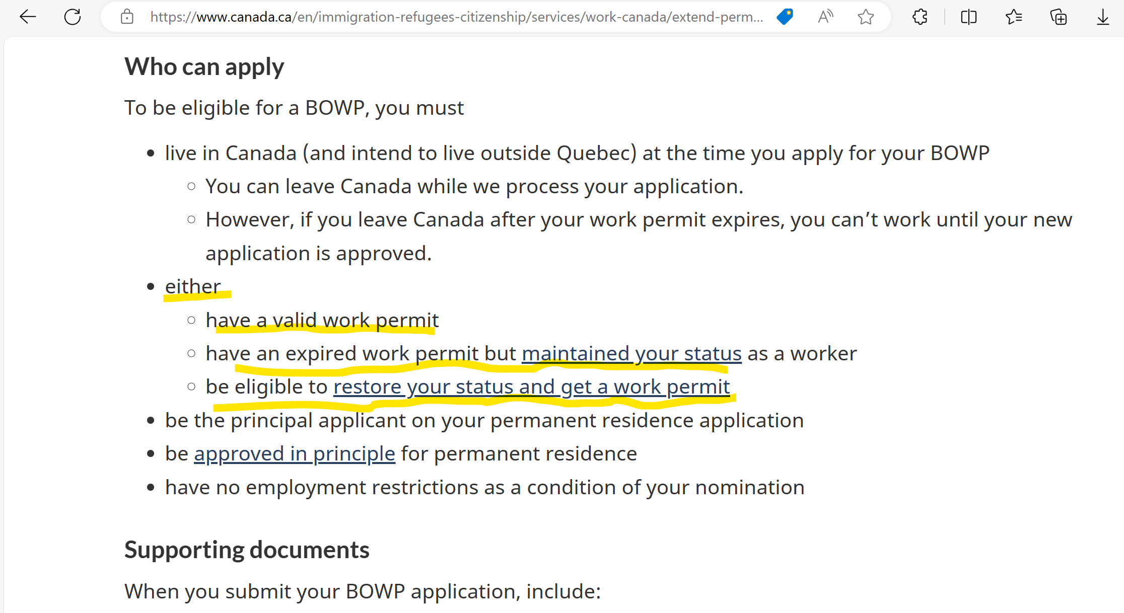 What is a BOWP? I have applied for my PR application. Can I apply for a ...